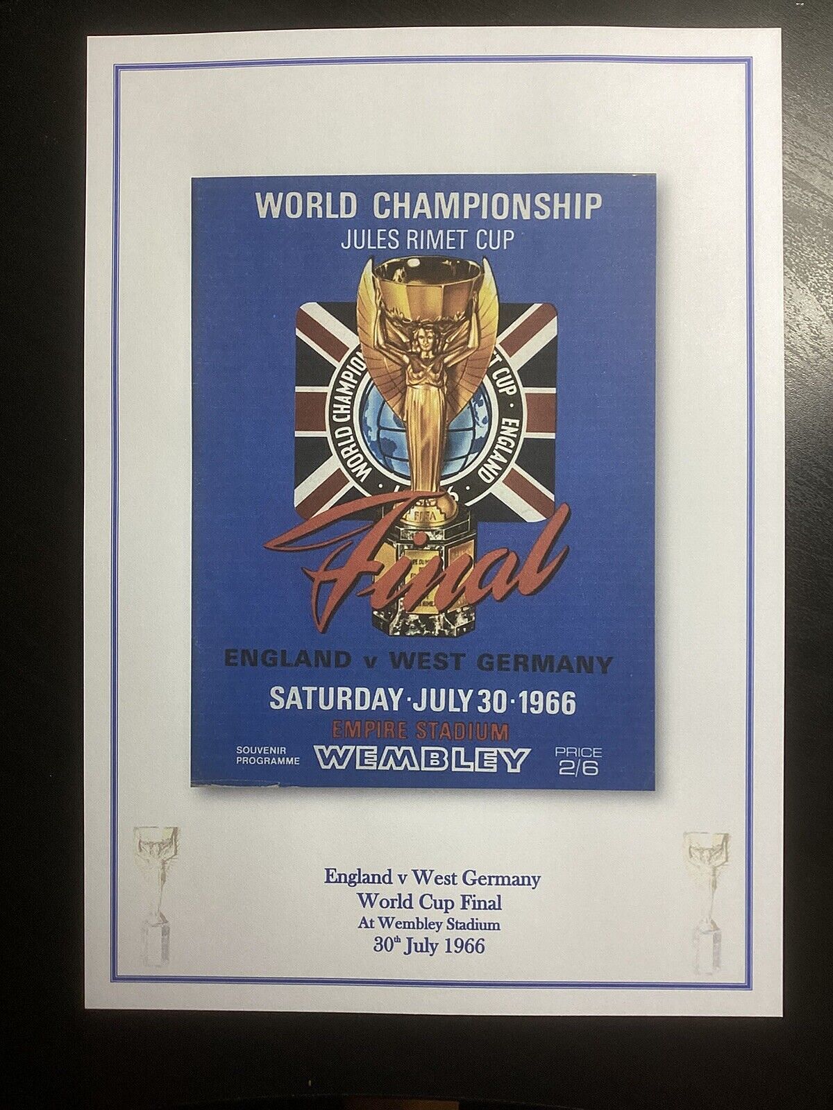 1966 England v West Germany World Cup Final Programme PRINT